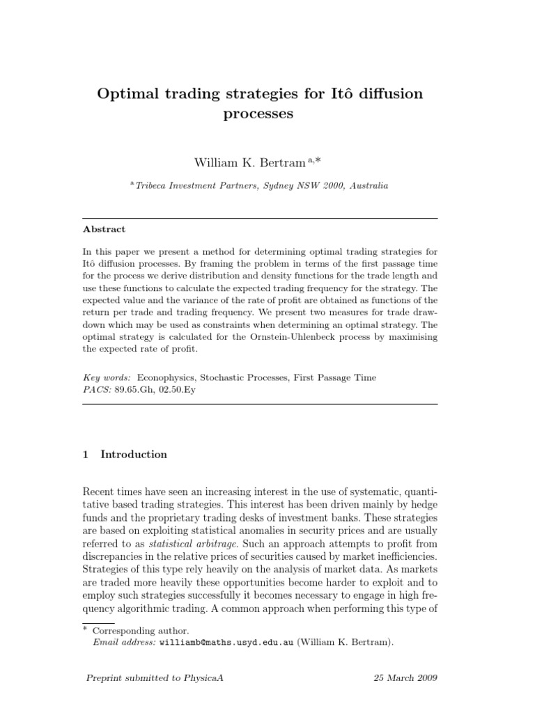 Optimal Trading Strategies For Ito Processes | PDF | Mathematical ...