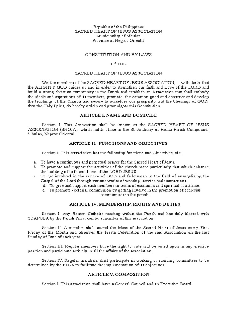 Constitution and Bylaws RTPM DSHS | PDF | Ratification | Catholic Church