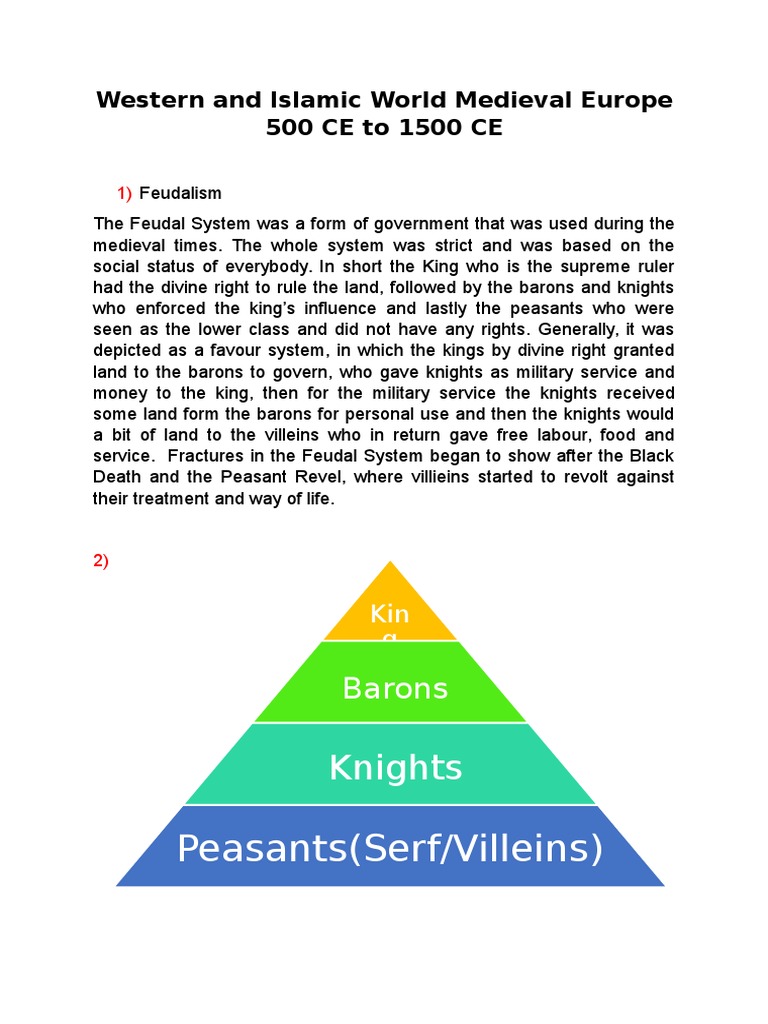 Western and Islamic World Medieval Europe 500 CE to 1500 CE 2 | Serfdom ...