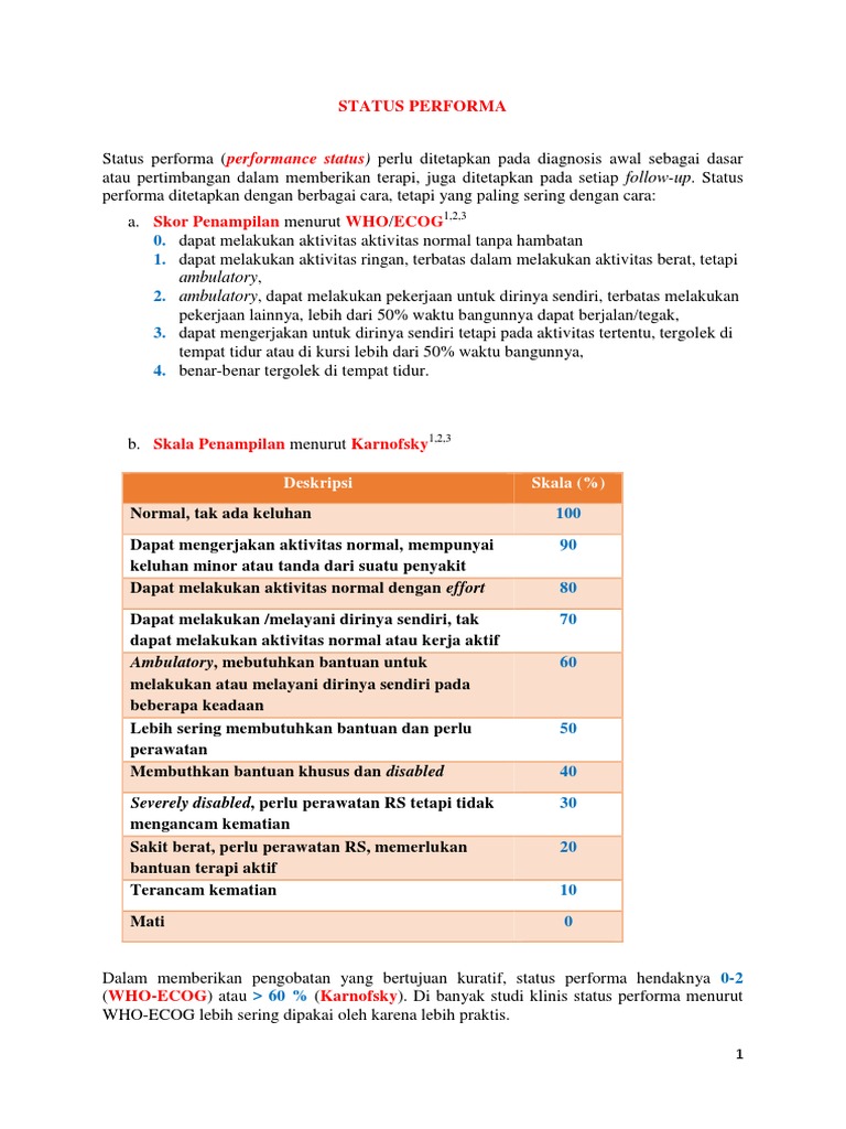 ECOG + Karnofsky Score + Mirel's Score | PDF | Kesehatan Holistik