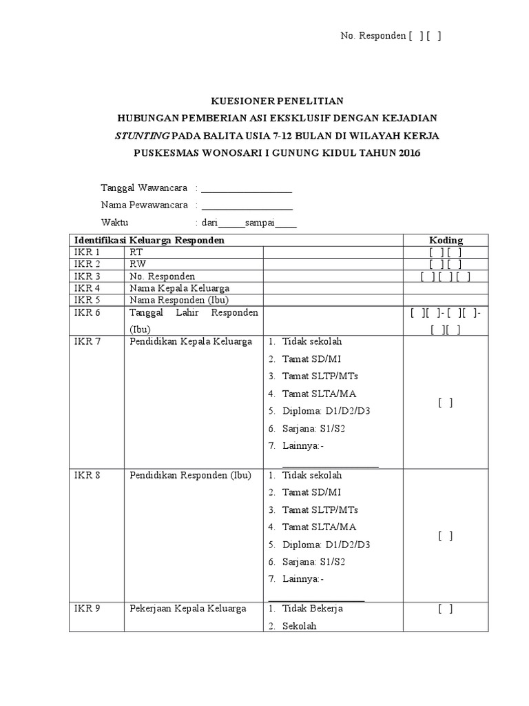 Kuesioner Asi Eks | PDF