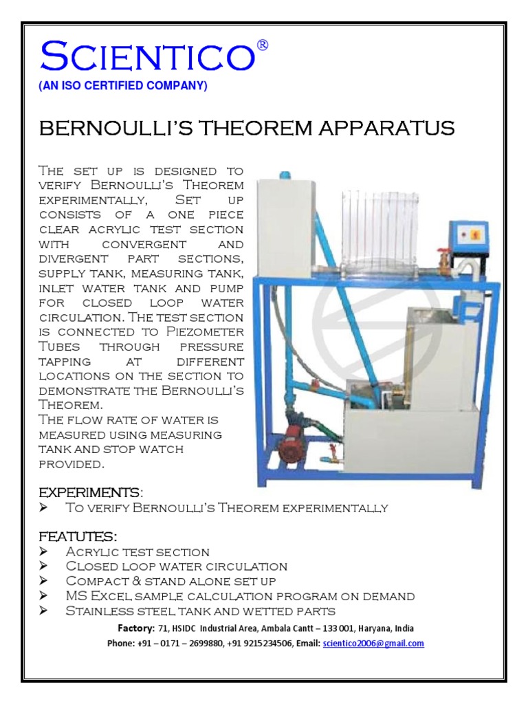 Bernoulli - S Theorem Apparatus | PDF | Technology & Engineering