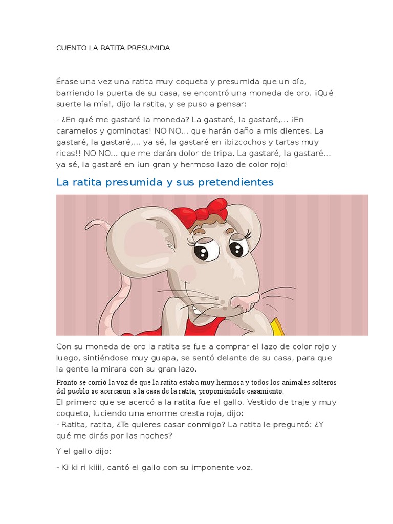 La Ratita Presumida: Cuento Infantil | PDF | Ocio | Entretenimiento ...