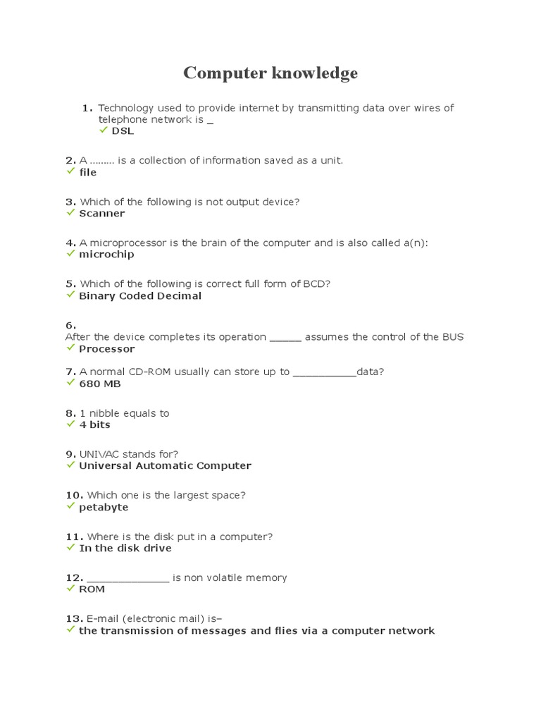 Computer Knowledge | PDF | Games & Activities | Computers