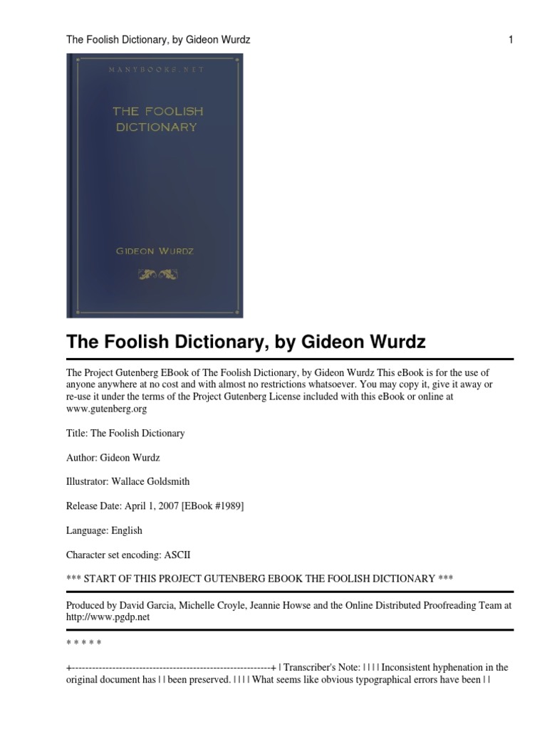 The Foolish Dictionary's Wit and Wisdom | PDF | Project Gutenberg