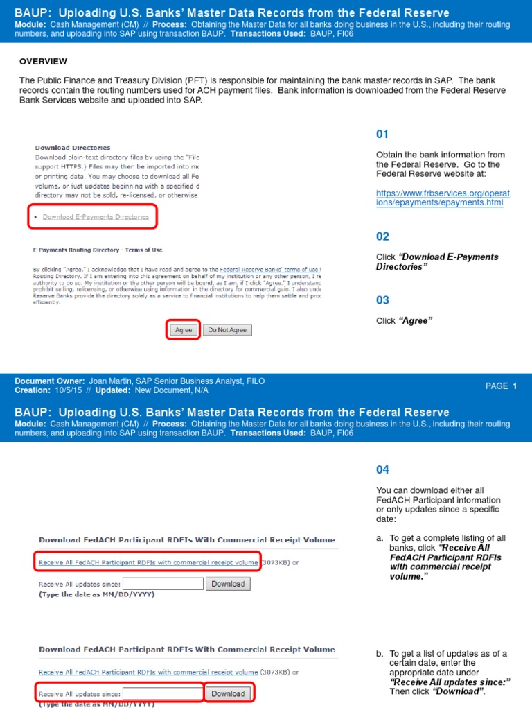 BAUP Upload Bank Master Data | PDF | Federal Reserve System | Database Transaction