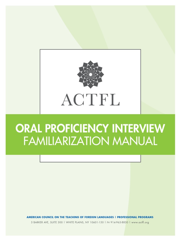 Oral Proficiency Interview: Familiarization Manual | PDF | Educational ...