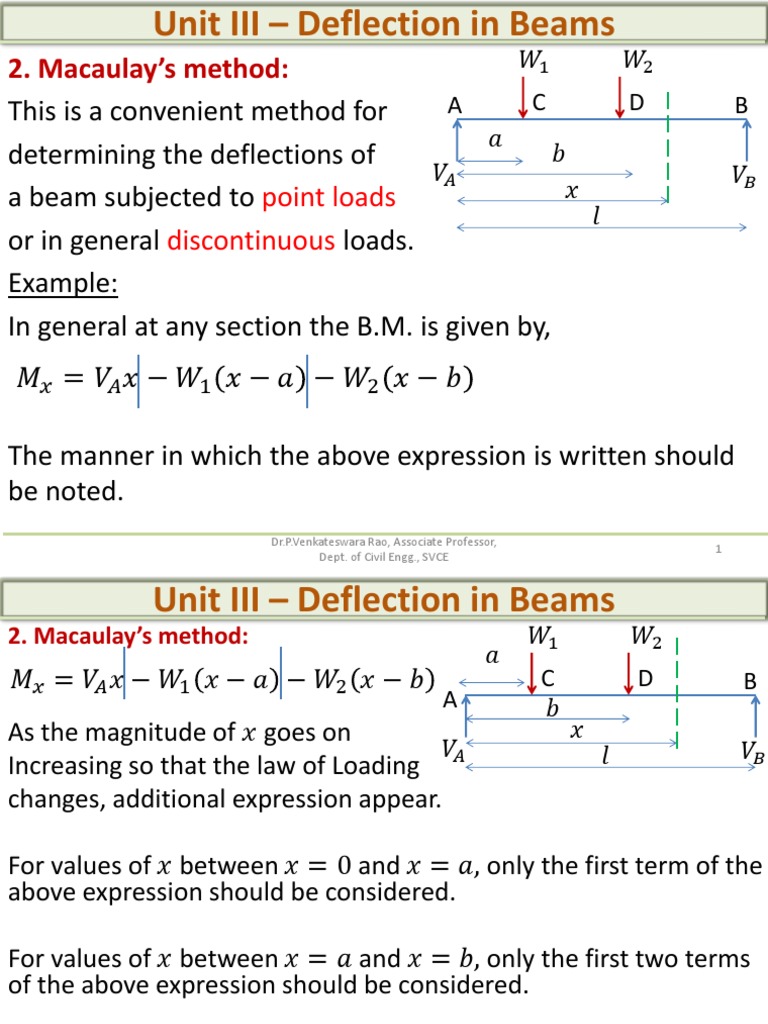 L13 - Deflection - Macaulay's Method | PDF | Beam (Structure ...