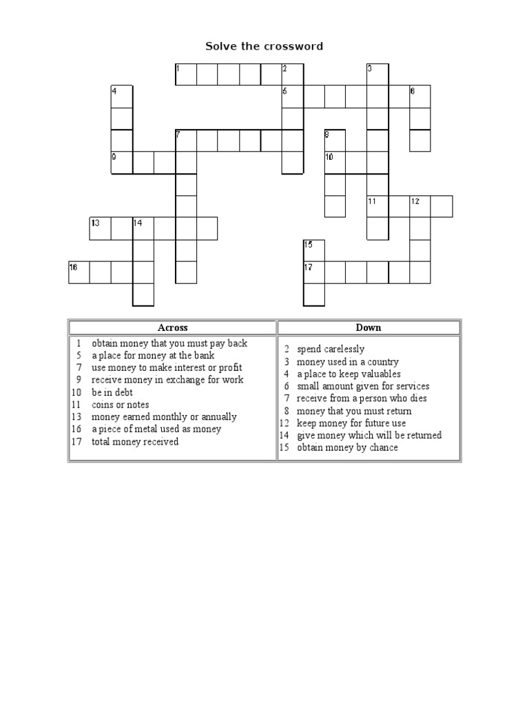U4 Money Crossword | PDF