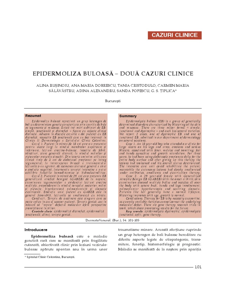 Epidermoliza Buloasa PDF | PDF