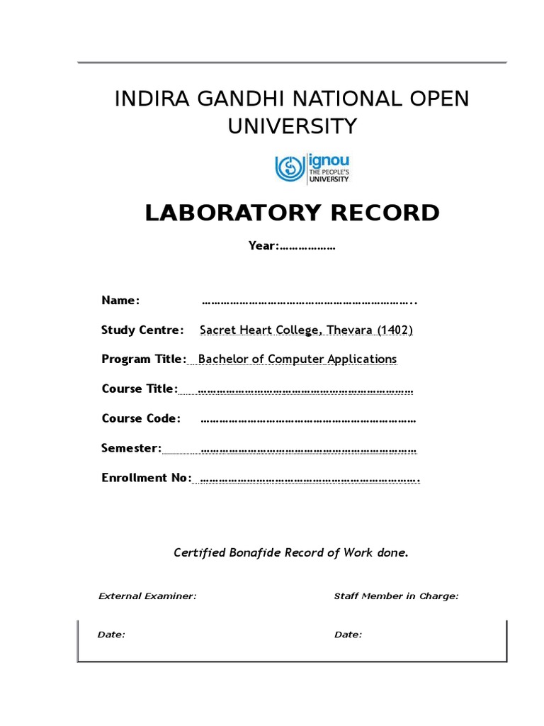 Practical Record Book Front Page Design | PDF | Computing
