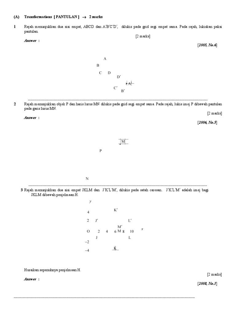 Latihan Penjelmaan Pantulan | PDF | Metode & Bahan Ajar
