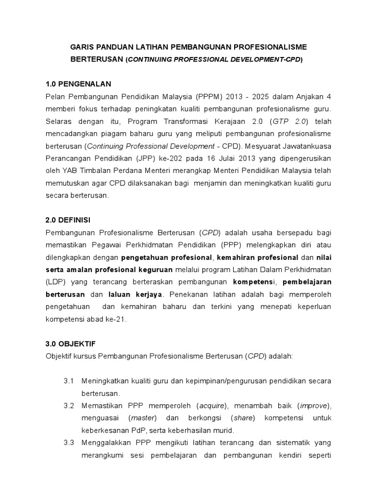 Garis Panduan Latihan Pembangunan Profesionalisme Berterusan ...
