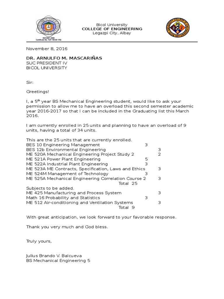 Letter For Overloading | PDF