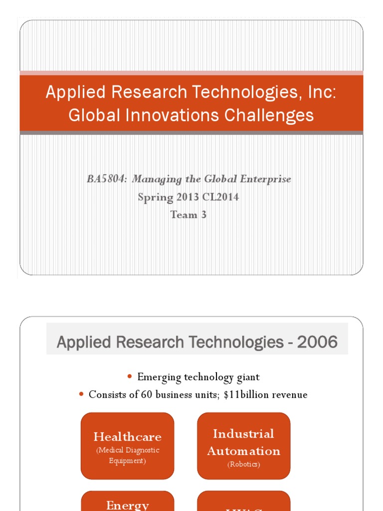 Applied-research-Technologies.pdf | Research And Development | Hvac