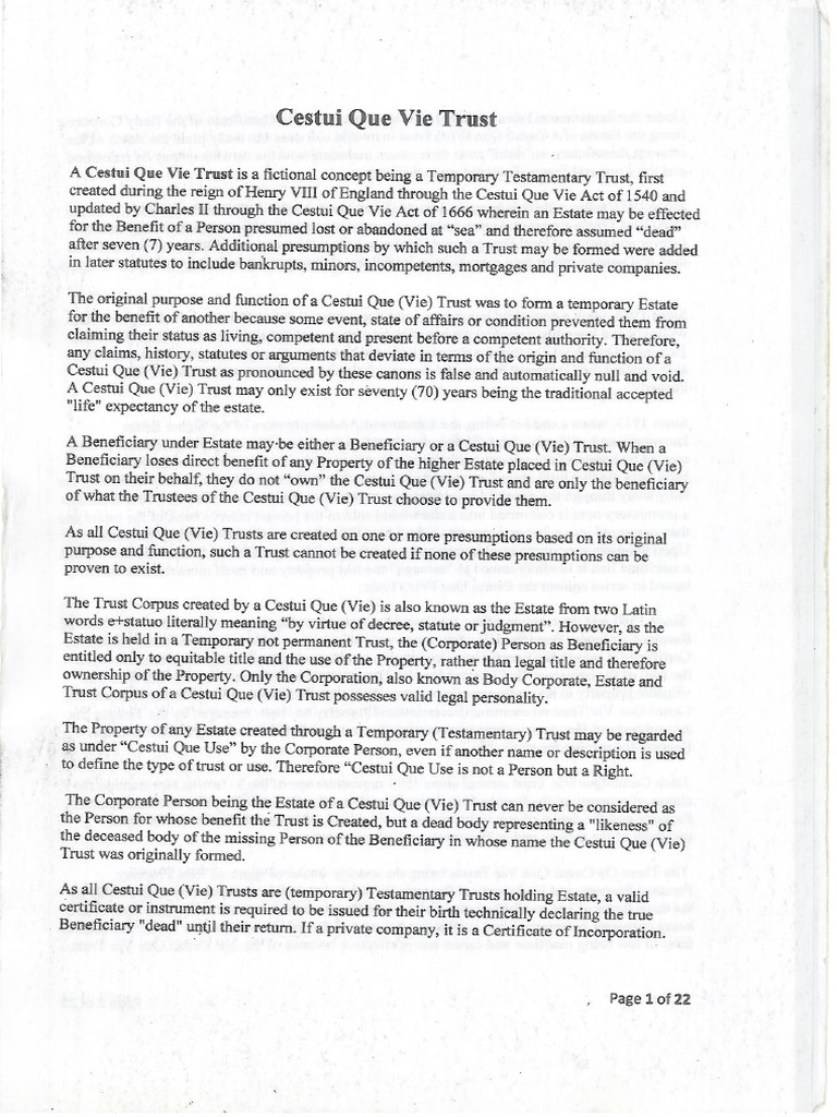Cestui Que Vie Trust | PDF