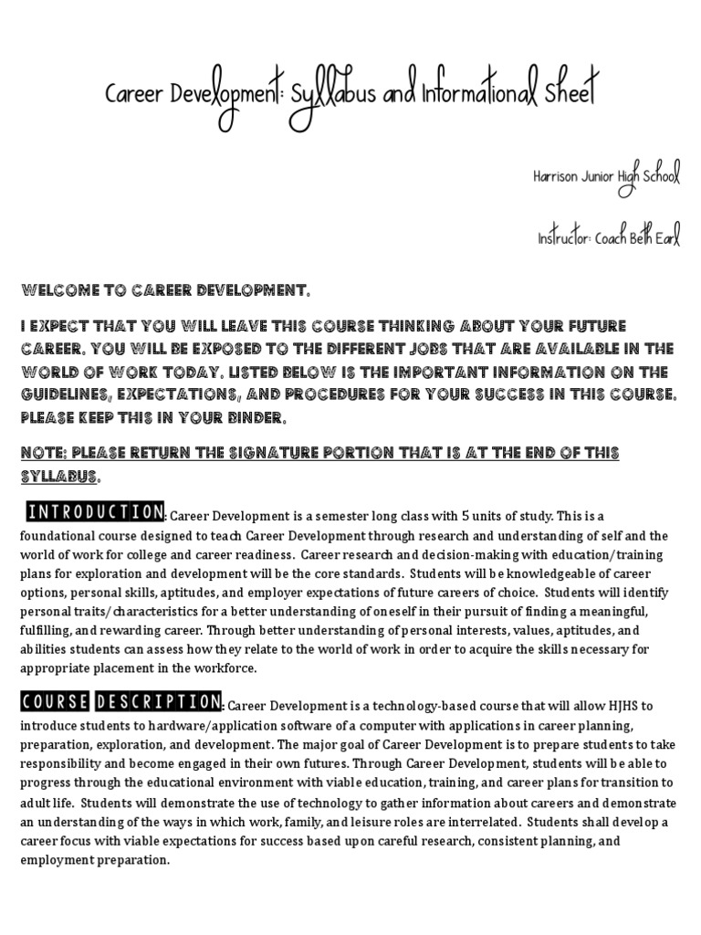 Career Development Course Syllabus | PDF | Text Messaging | Decision Making