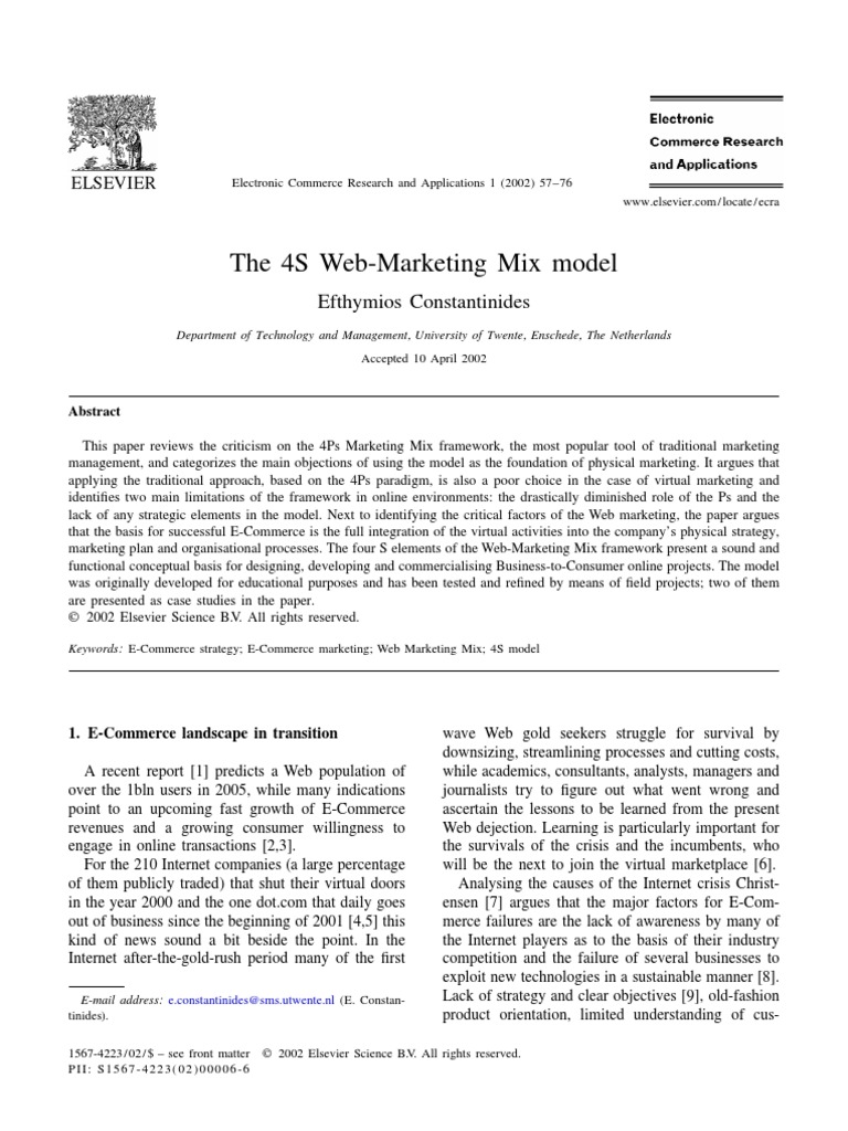 The 4S Web-Marketing Mix Model | PDF | E Commerce | Strategic Management