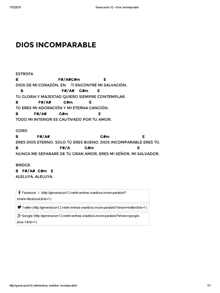 Generación 12 – Dios Incomparable-Acordes