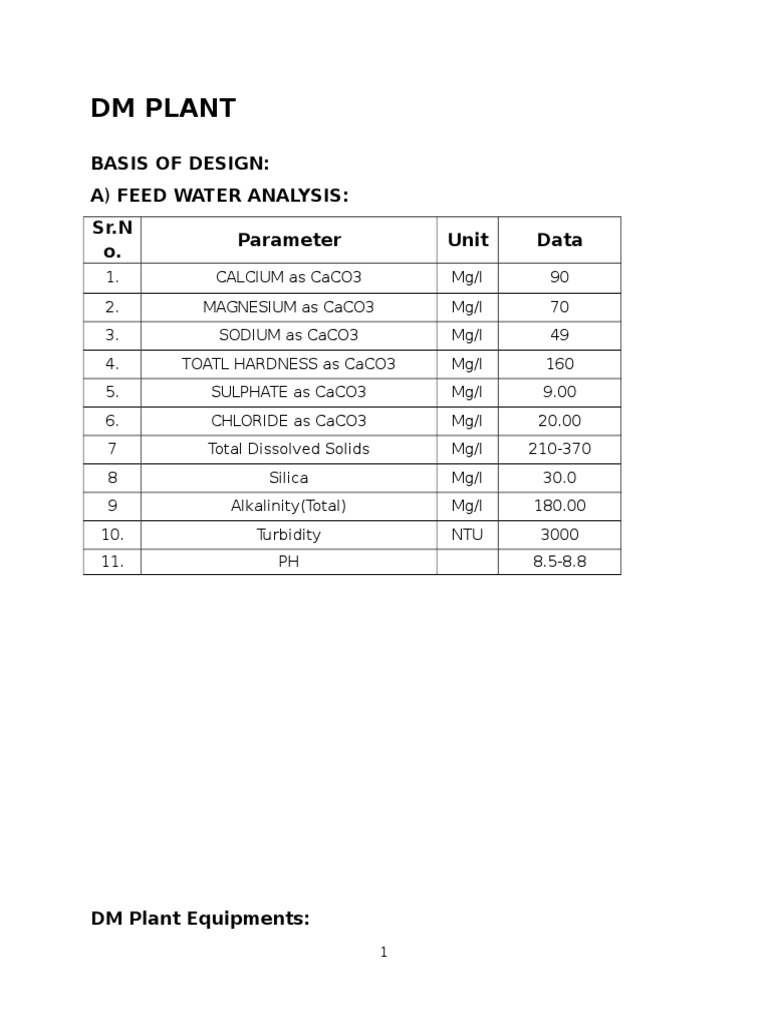 DM Plant Revised.docx | Membrane | Pump