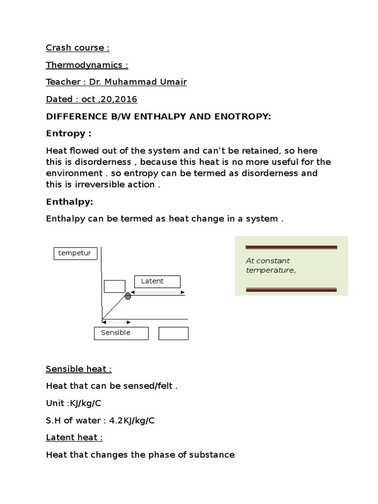 Crash Course Thermodynamics | PDF | Entropy | Heat