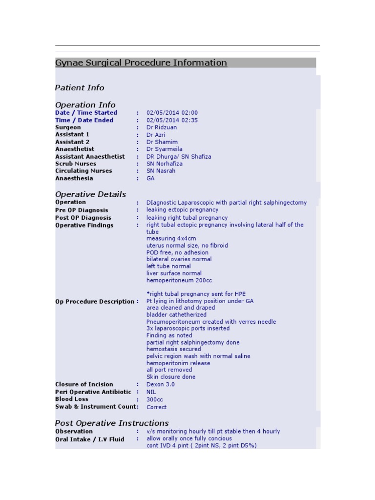 Diagnostic Lap For Ectopic | PDF