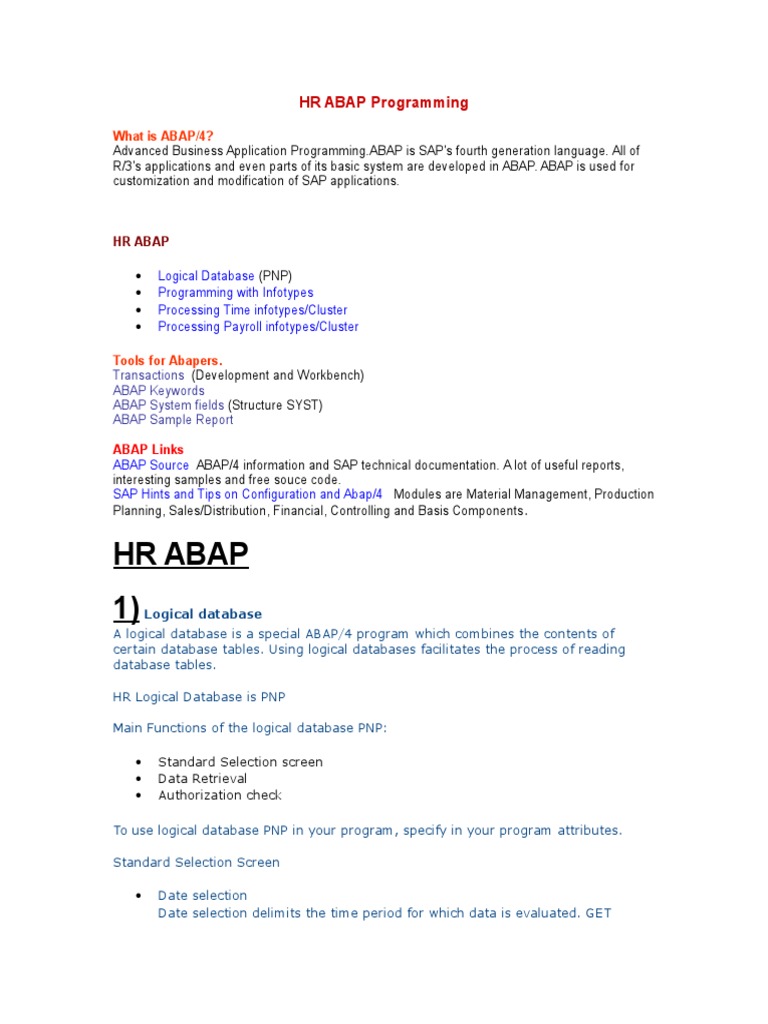 HR ABAP Programming | PDF