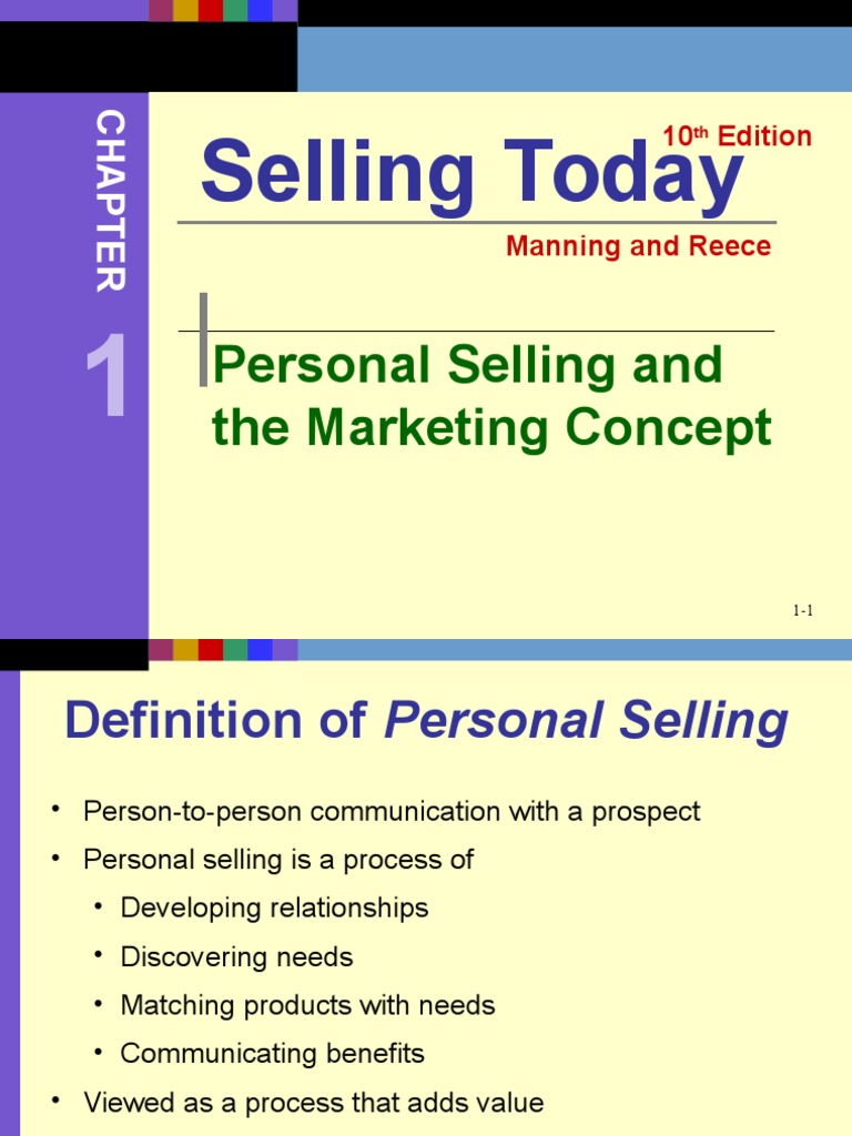 Ch 1 - Personal Selling and Marketing Concept | Sales | Strategic ...