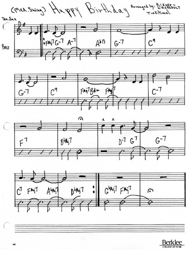 Happy Birthday Jazz Leadsheet
