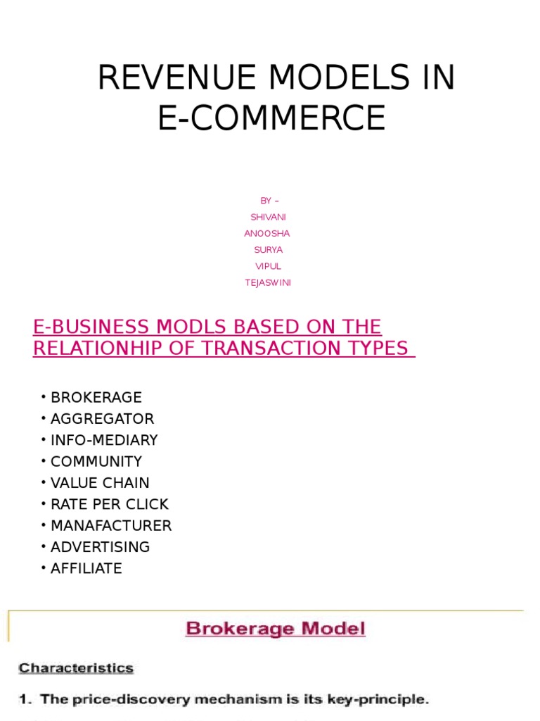 E-Commerce Revenue Models Explained | PDF | E Commerce | Supply Chain ...