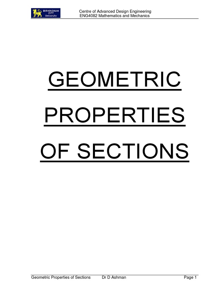 Geometric Properties of Sections | PDF | Bending | Beam (Structure)