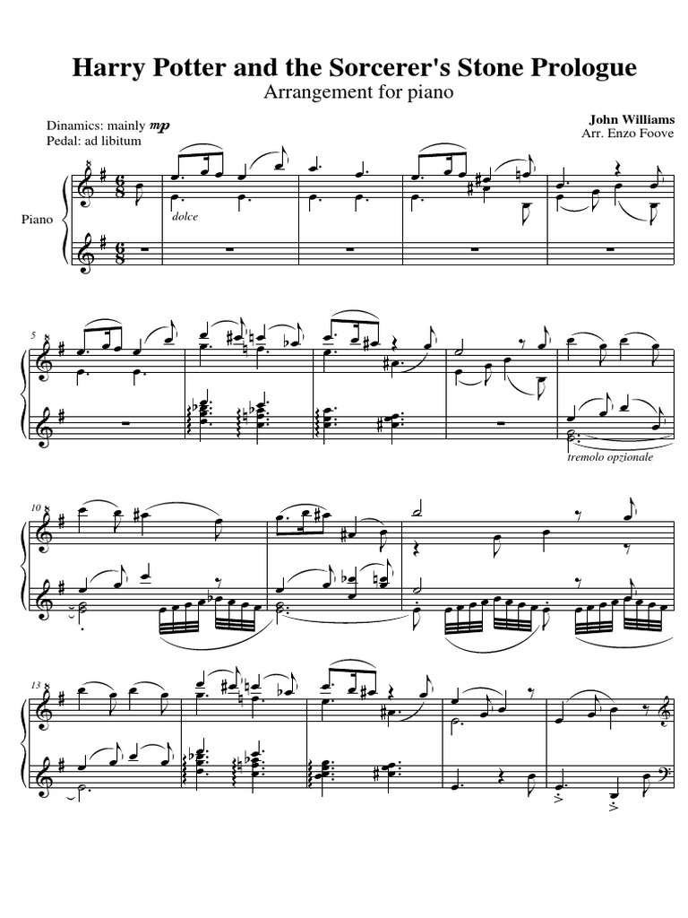 Harry Potter Theme Sorcerer S Stone Prologue For Piano | PDF