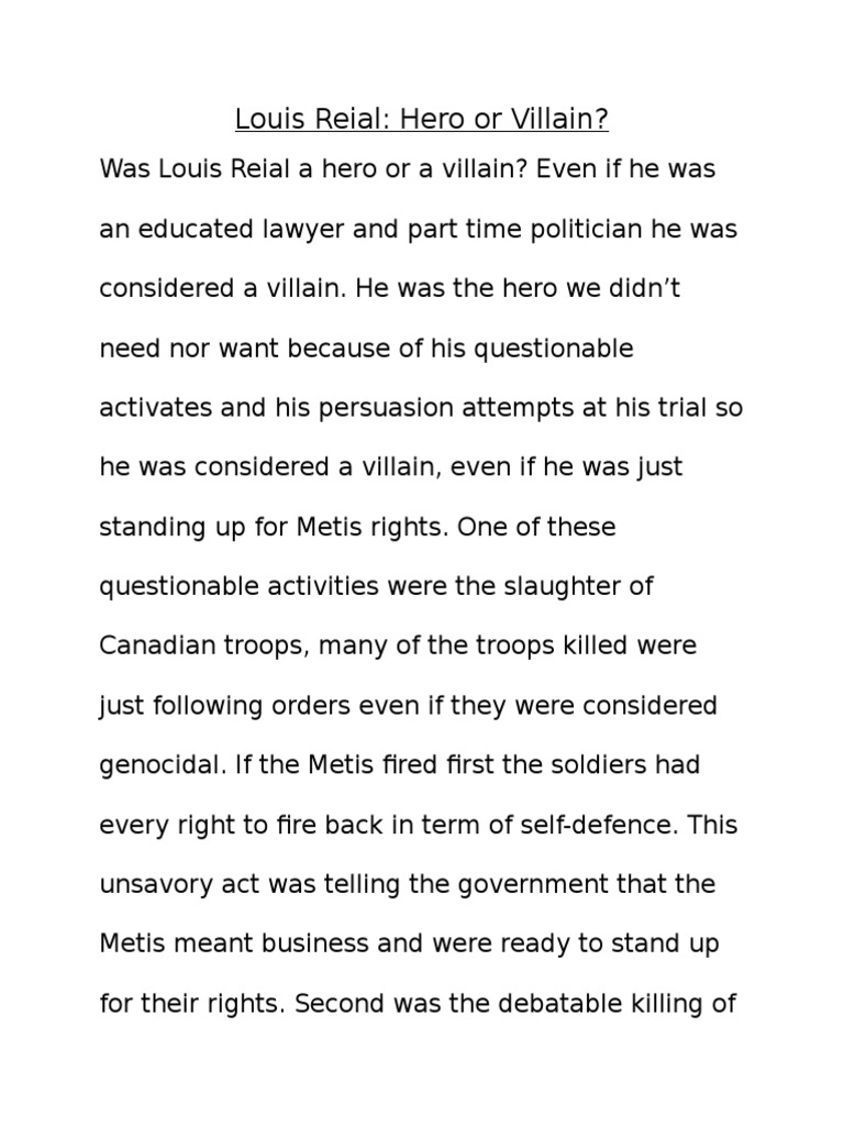 Louis Riel: Hero or Villain Debate | PDF
