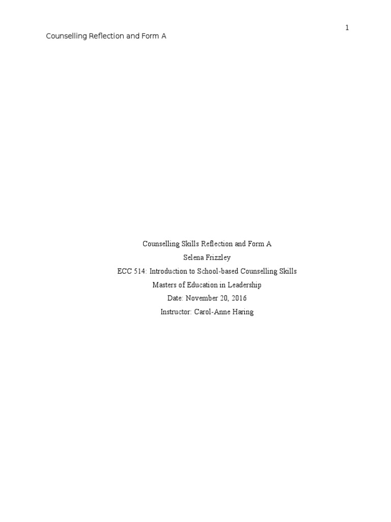Counselling Skills Reflection Final | PDF | Empathy | Understanding