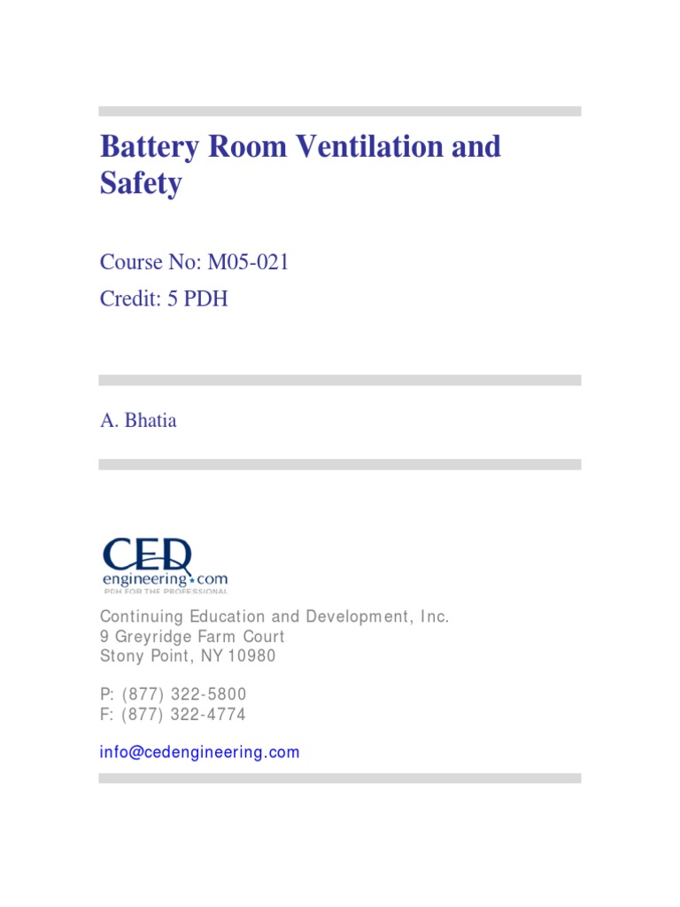 Battery Room Ventilation and Safety | PDF | Battery (Electricity ...