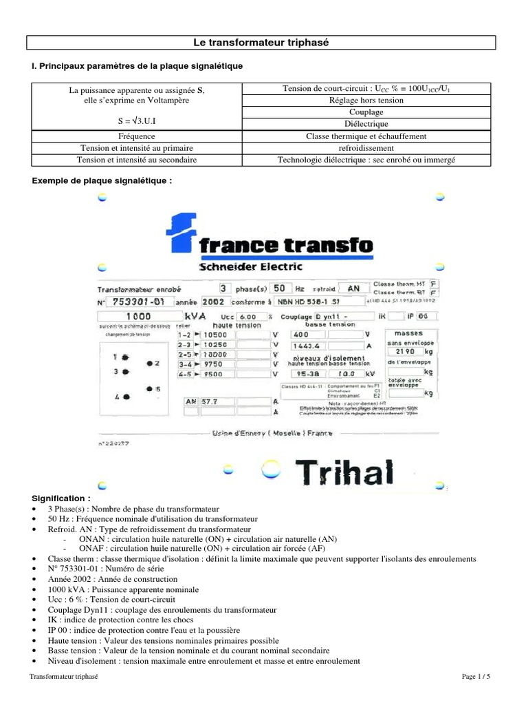 Le Transformateur Triphase 1.0 | PDF | Transformateur électrique | Équipements électriques