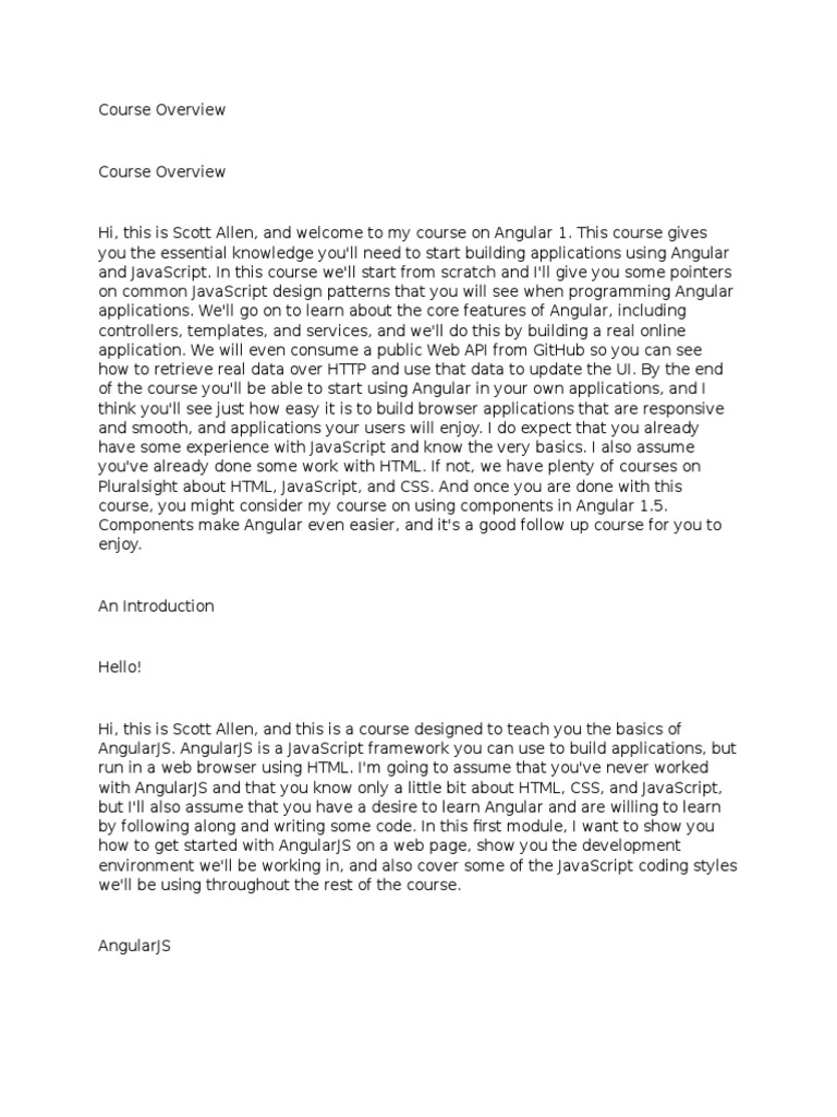 Angularjs Overview Pdf Angular Js Scope Computer Science