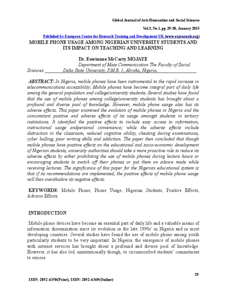 Mobile Phone Usage Among Nigerian University Students and Its Impact On ...