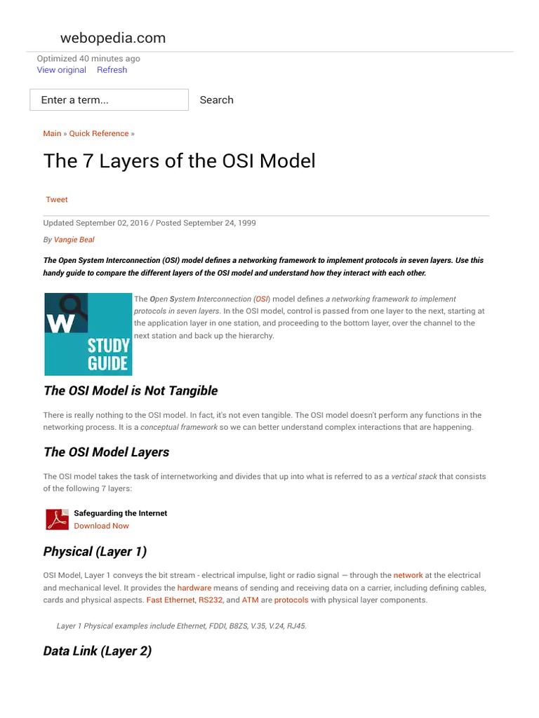 The 7 Layers of The OSI Model - Webopedia | PDF | Osi Model ...