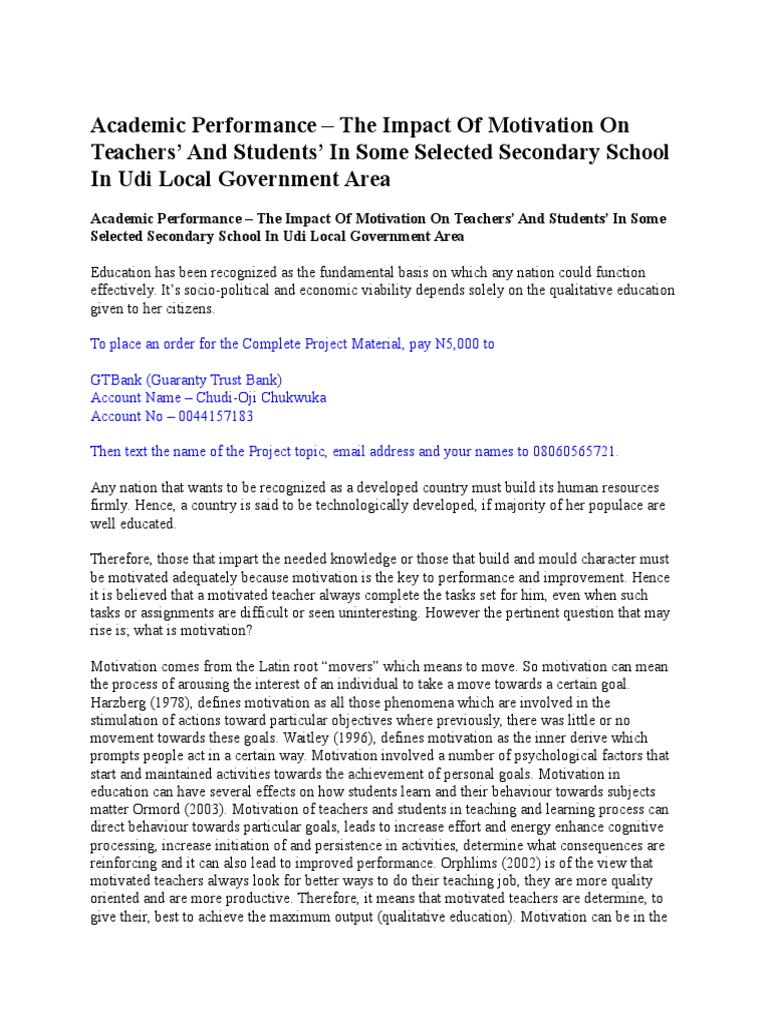 Academic Performance | PDF | Motivation | Motivational