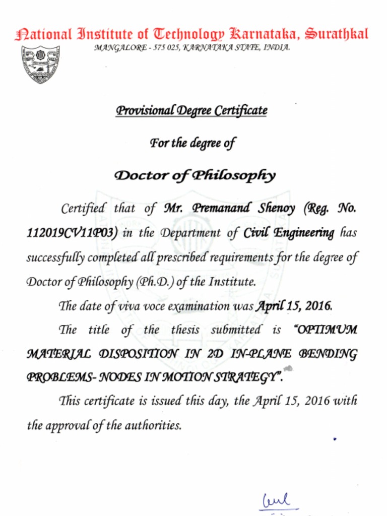 PHD Certificate | PDF