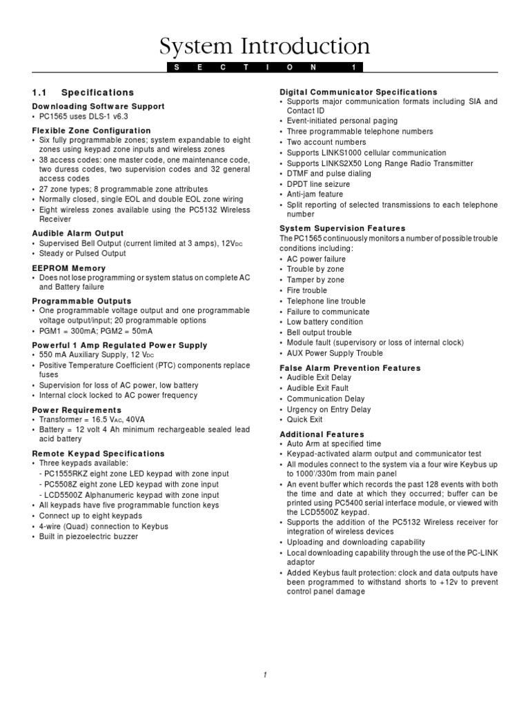 PC1565 v2.0 50-300 Installation Manual | PDF | Wireless | Telephone