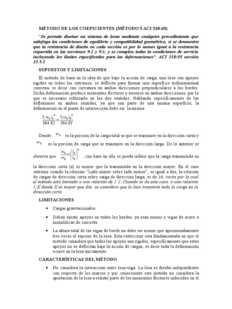 Método de Coeficientes ACI 318-63 | PDF | Rigidez | Física