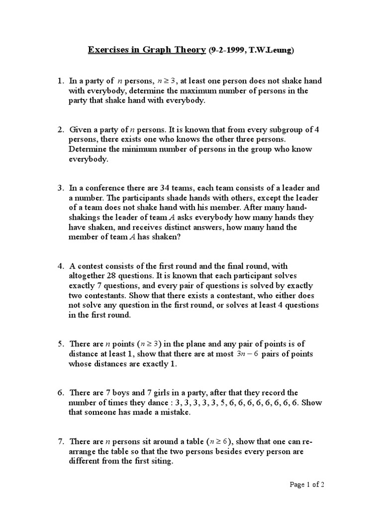 Exercises in Graph Theory | PDF | Vertex (Graph Theory) | Triangle