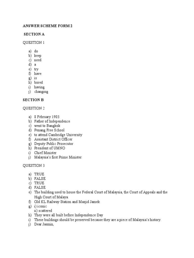 Answer Scheme Form 2 | PDF | Malaysia | Rubric (Academic)