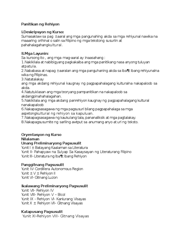 Panitikan NG Rehiyon | PDF