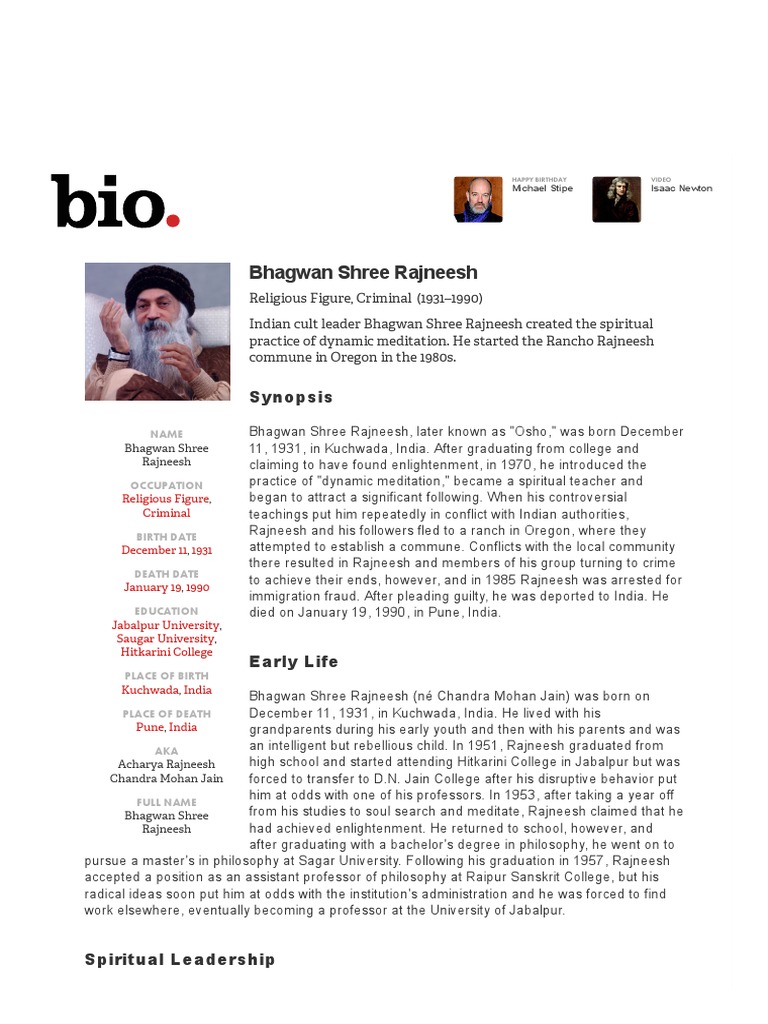 Osho: Controversial Guru's Journey | PDF | Rajneesh | Crime Thriller