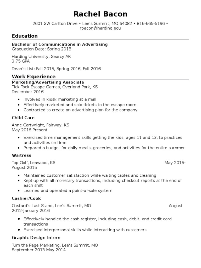 Rachel Bacon Resume | PDF