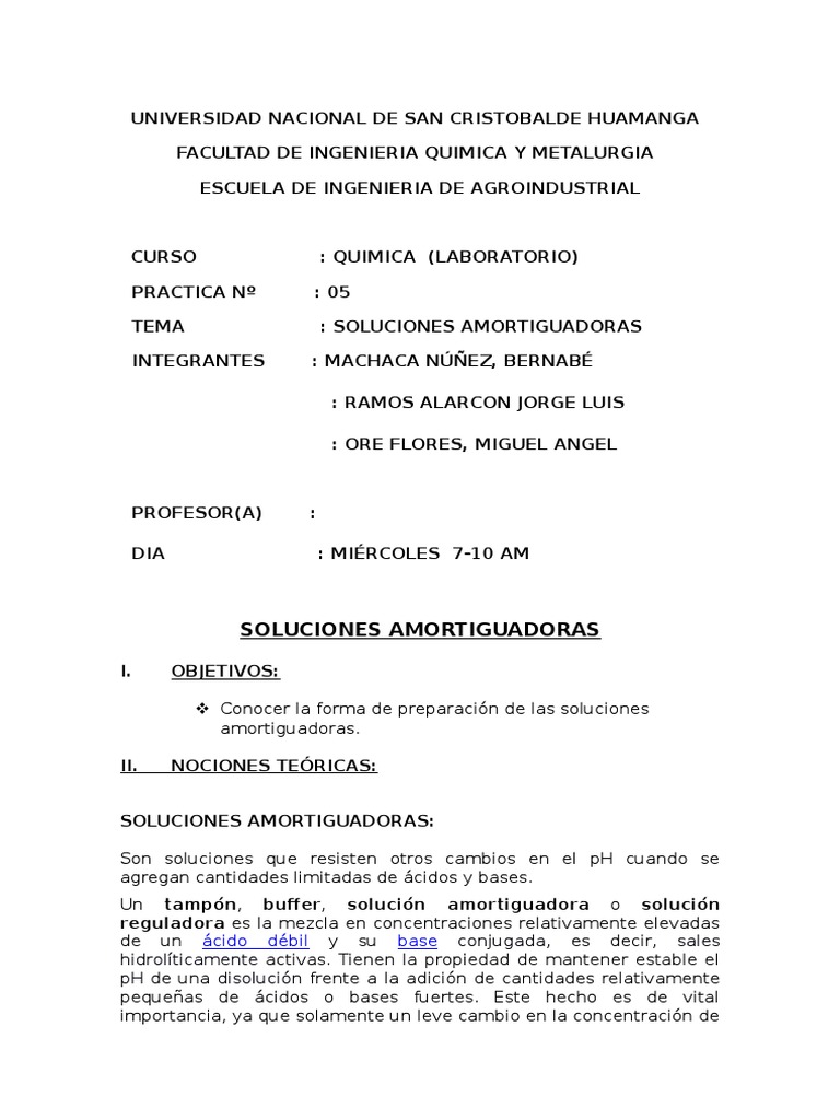 Soluciones Amortiguadoras Listo | PDF | Solución tampón | Ph