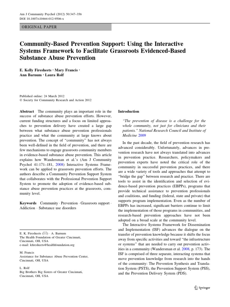 Community-Based Prevention Support - Using The Interactive Systems ...